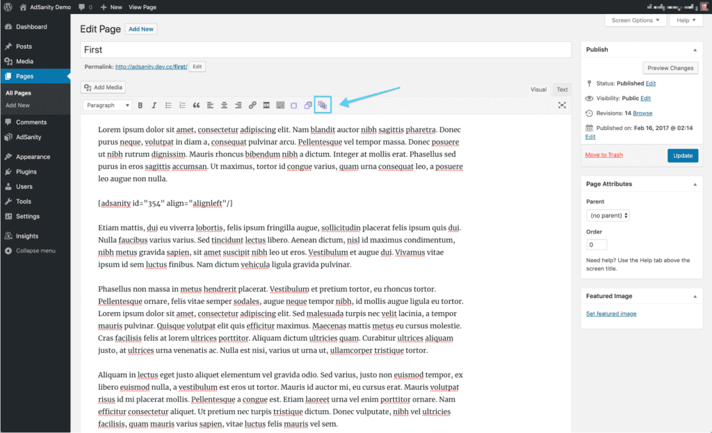 Widget do grupo de anúncios encomendado - O Plugin AdSanity