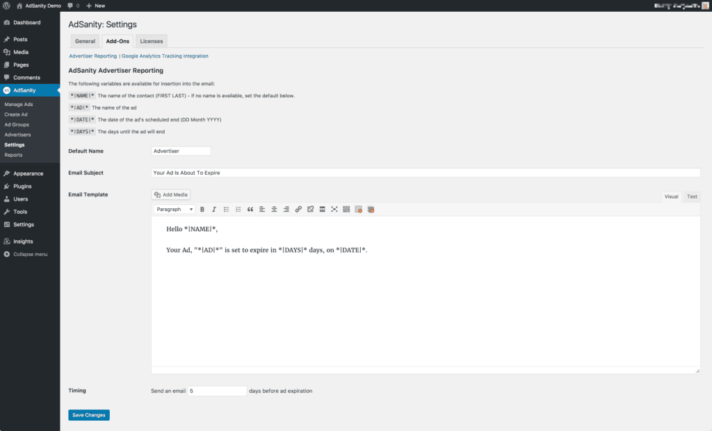PLUGIN RELEASE - Advertiser Reporting Add-On - The AdSanity Plugin