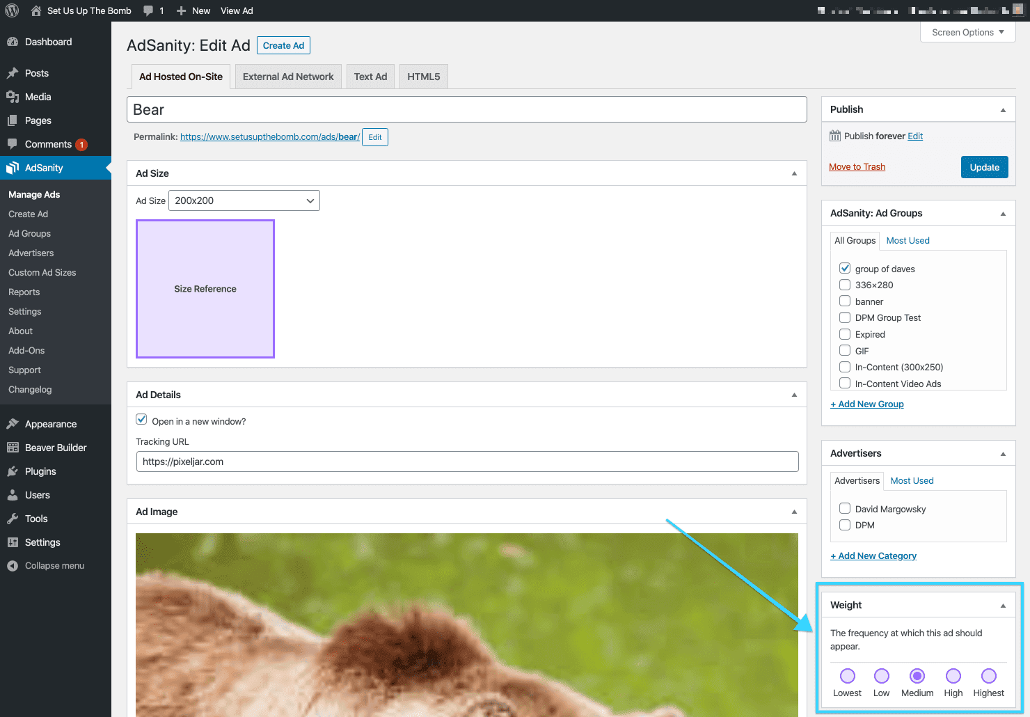 Weighted Ads - The AdSanity Plugin